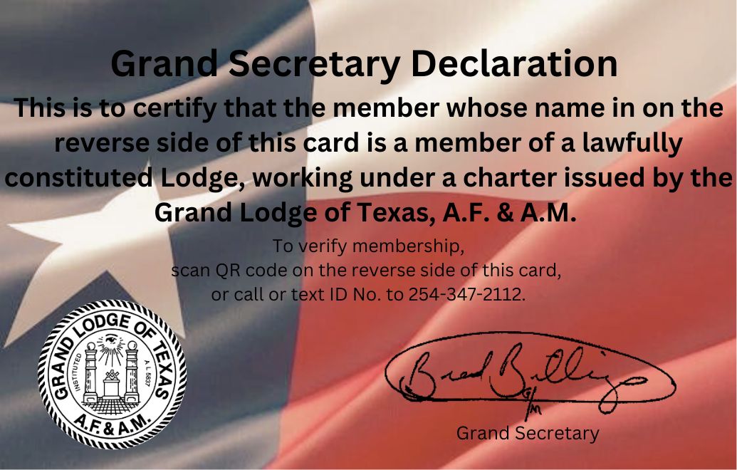 Replacement Membership Cards – The Grand Lodge of Texas