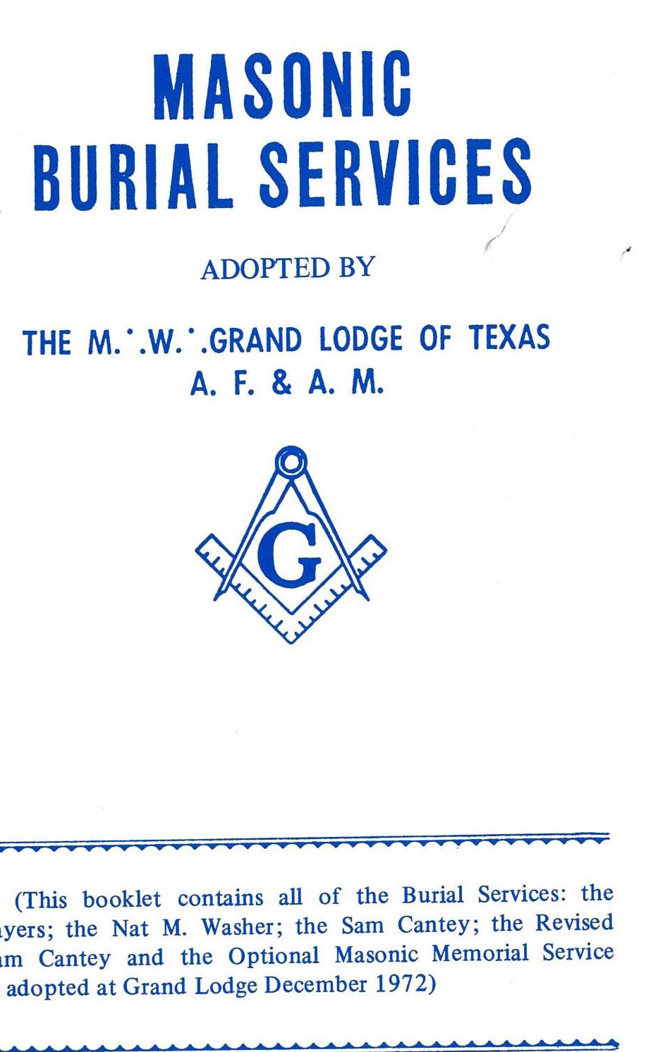Form 110- Masonic Burial Services Booklet – The Grand Lodge of Texas